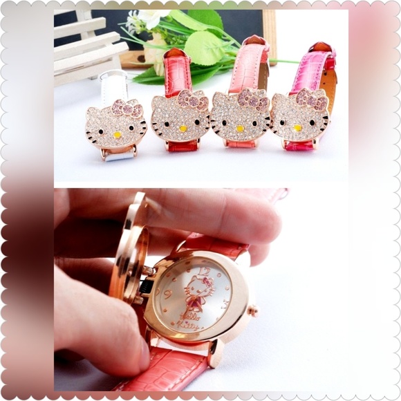 Hello Kitty | Accessories | Hello Kitty Womans Gold Tone Iced Out ...